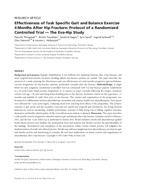 (PDF) Effectiveness of Task Specific Gait and Balance Exercise 4 Months ...