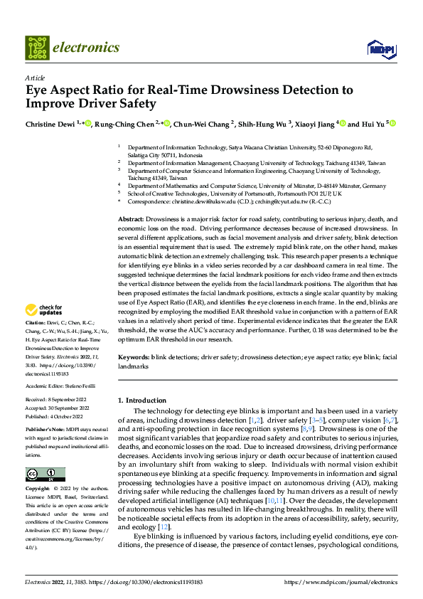(PDF) Eye Aspect Ratio for Real-Time Drowsiness Detection to Improve Driver Safety