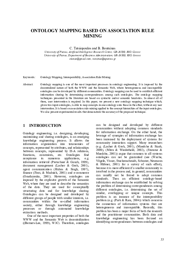 (PDF) Ontology Mapping Based on Association Rule Mining | Basilis ... (PDF) Ontology Mapping Based on Association Rule Mining | Basilis ...