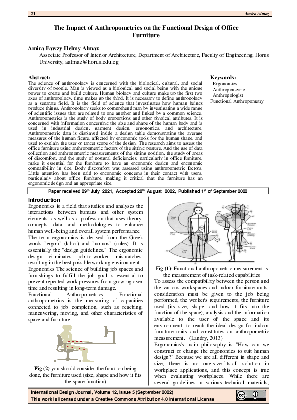 (PDF) The impact of anthropometrics on the functional design of office ...