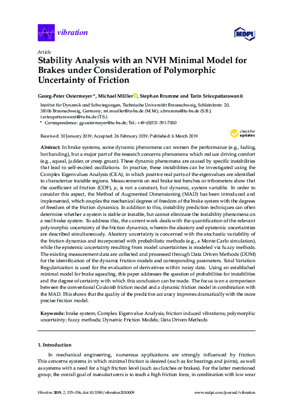 (PDF) Stability Analysis with an NVH Minimal Model for Brakes under ...