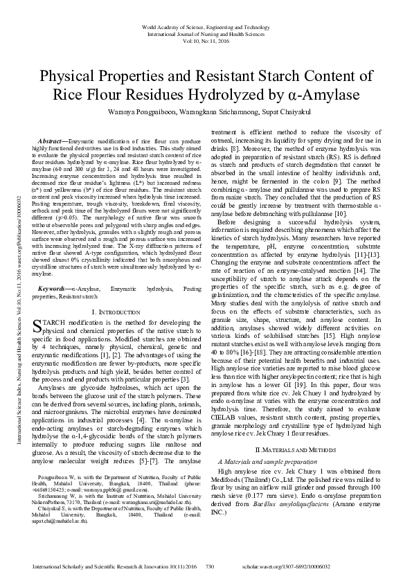(PDF) Physical Properties And Resistant Starch Content Of Rice Flour ...