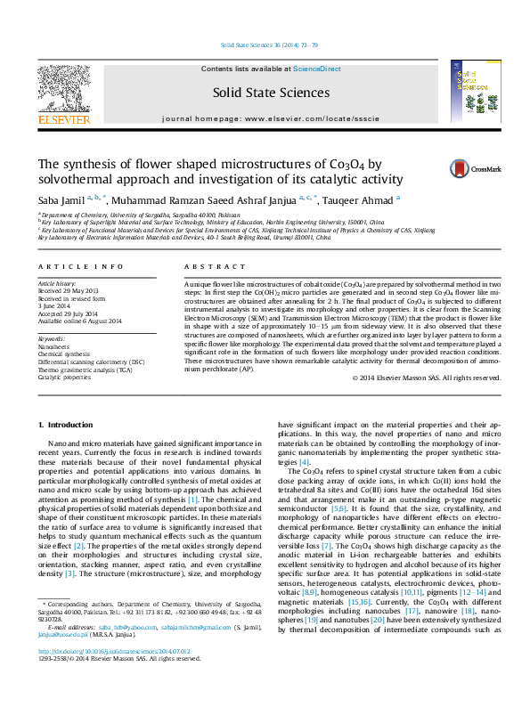 (PDF) The synthesis of flower shaped microstructures of Co3O4 by ...