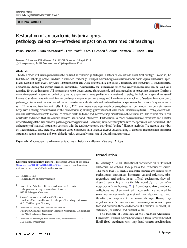 (PDF) Restoration of an academic historical gross pathology collection ...