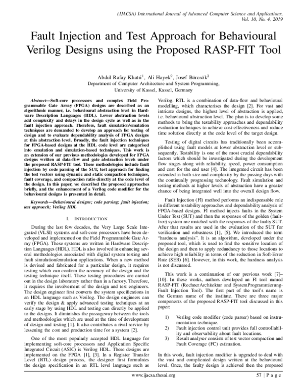 Pdf Fault Injection And Test Approach For Behavioural Verilog Designs Using The Proposed Rasp