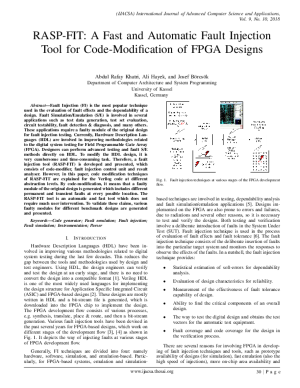 Pdf Rasp Fit A Fast And Automatic Fault Injection Tool For Code Modification Of Fpga Designs