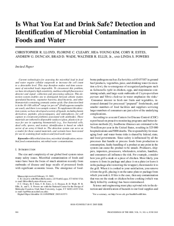(PDF) Is what you eat and drink safe? detection and identification of ...