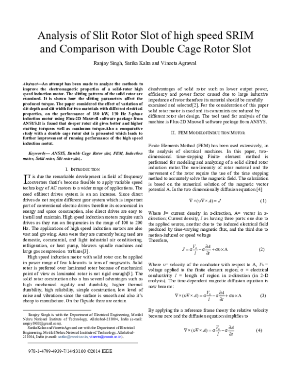 (PDF) Analysis of slit rotor slot of high speed SRIM and comparison ...