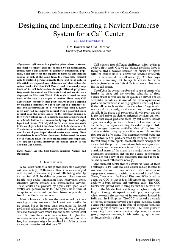 (PDF) Designing and Implementing a Navicat Database System for a Call ...