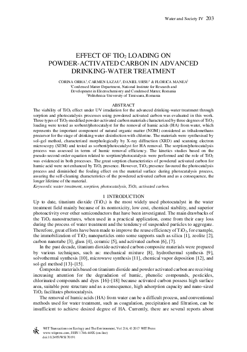 (PDF) Effect of TIO2 Loading on Powder-Activated Carbon in Advanced ...
