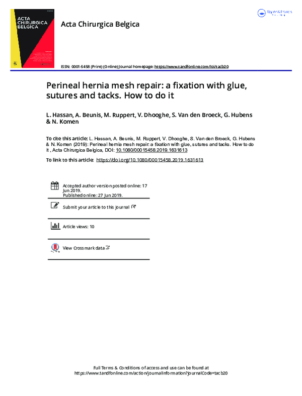 (PDF) Perineal hernia mesh repair: a fixation with glue, sutures and ...