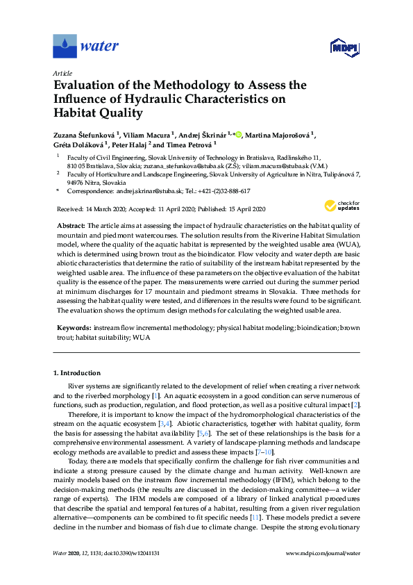 (PDF) Evaluation of the Methodology to Assess the Influence of Hydraulic Characteristics on ...