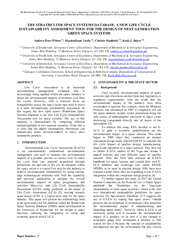 (PDF) The Strathclyde space systems database : a new life cycle ...