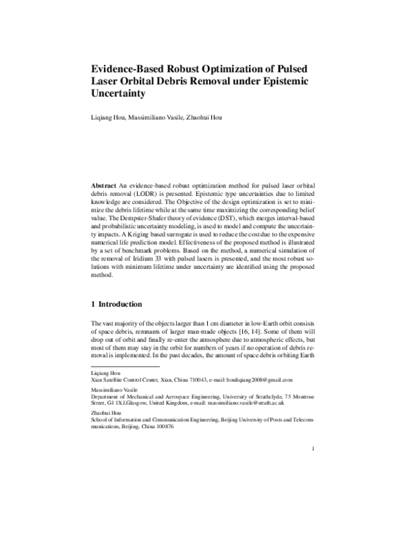 (PDF) Robust Optimization for Laser Debris Removal