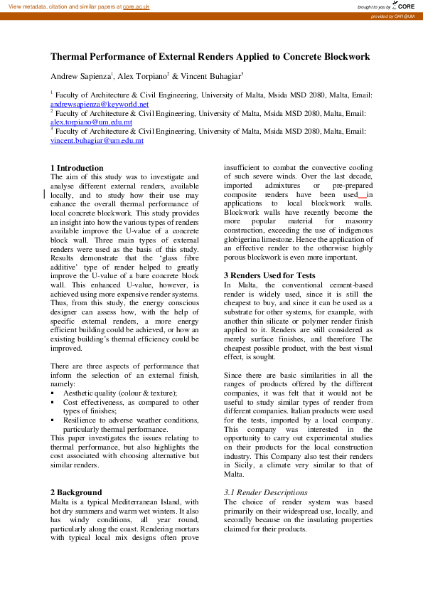 (PDF) Thermal performance of external renders applied to concrete blockwork