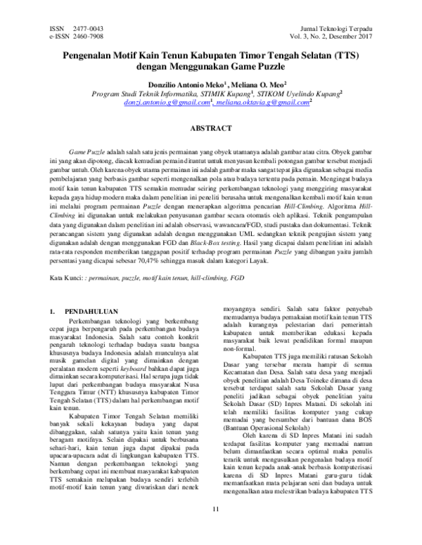 (PDF) Pengenalan Motif Kain Tenun Kabupaten Timor Tengah Selatan (TTS ...