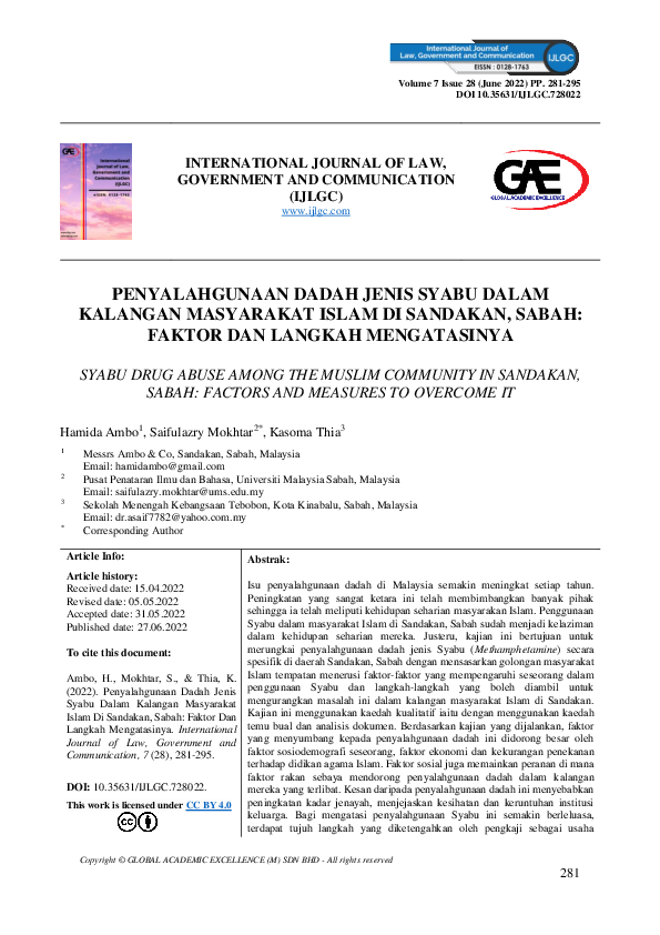 (PDF) Syabu Drug Abuse Among the Muslim Community in Sandakan, Sabah ...
