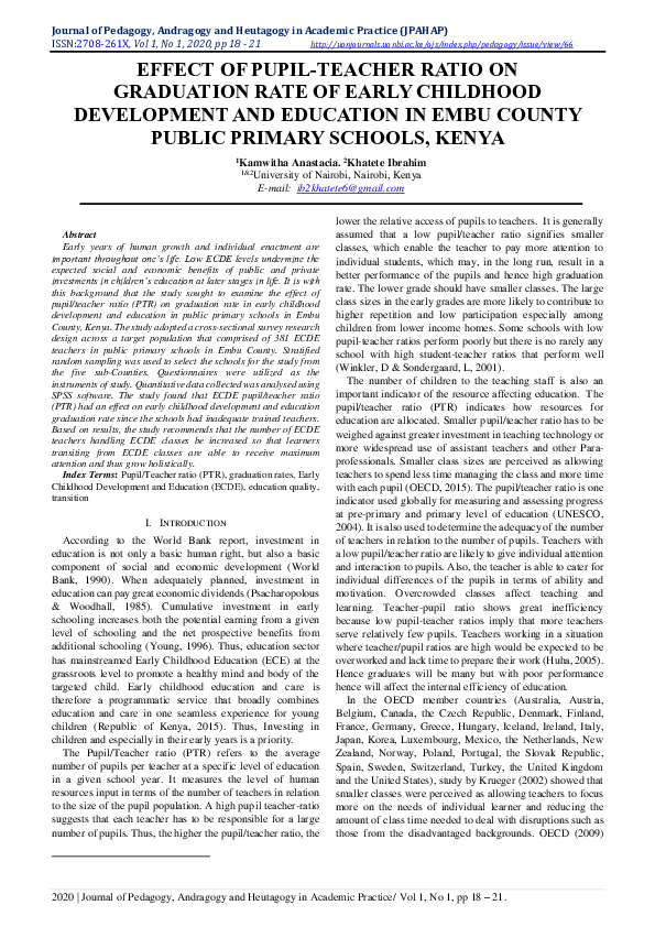(PDF) Effect of Pupil-Teacher Ratio on Graduation Rate of Early ...