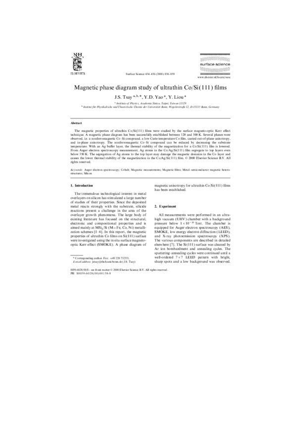 (PDF) Magnetic phase diagram study of ultrathin Co/Si(111) films