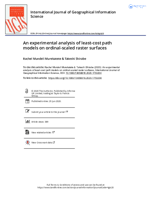 (PDF) An experimental analysis of least-cost path models on ordinal-scaled raster surfaces ...