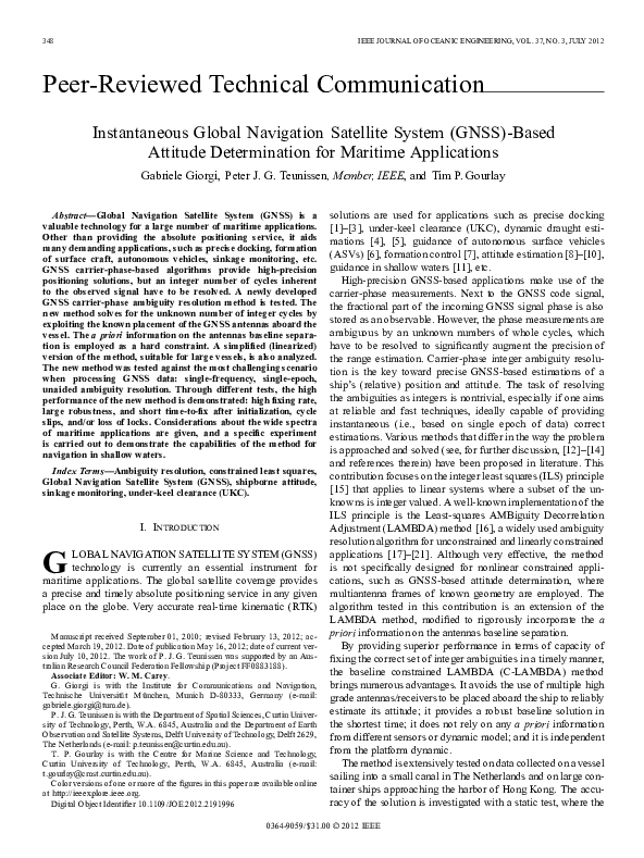 Pdf Instantaneous Global Navigation Satellite System Gnss Based Attitude Determination For 8180