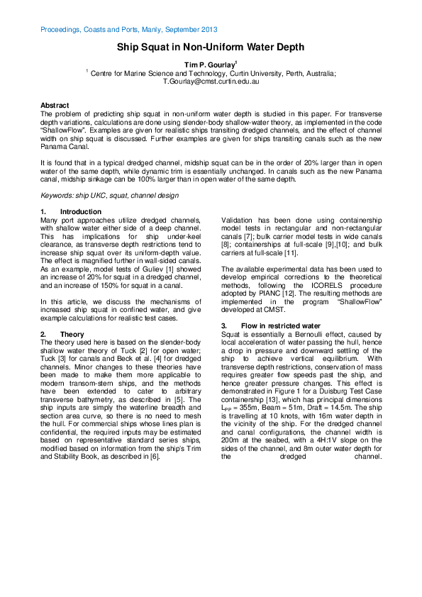 (PDF) Ship squat in non-uniform water depth