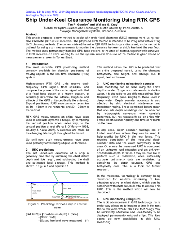 (PDF) Ship Under-Keel Clearance Monitoring Using RTK GPS
