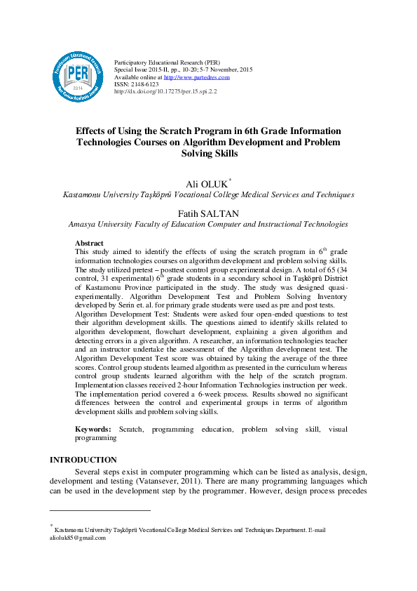 (PDF) Effects of Using the Scratch Program in 6th Grade Information ...