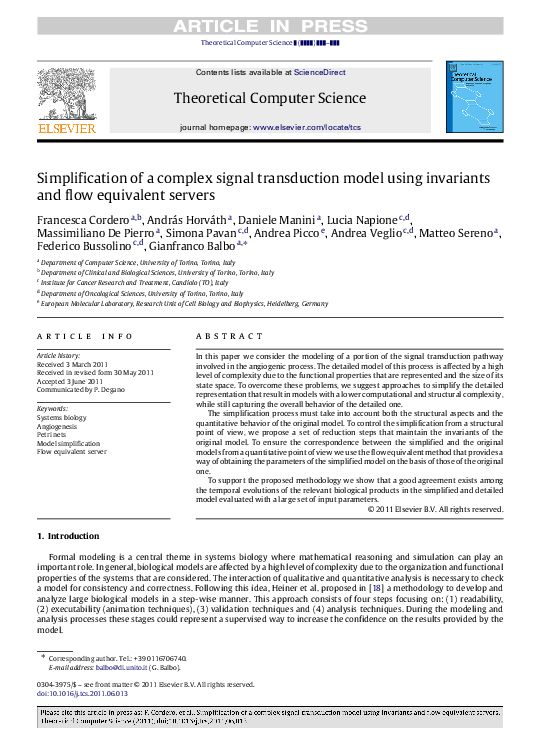 (PDF) Simplifying Signal Transduction Models Efficiently