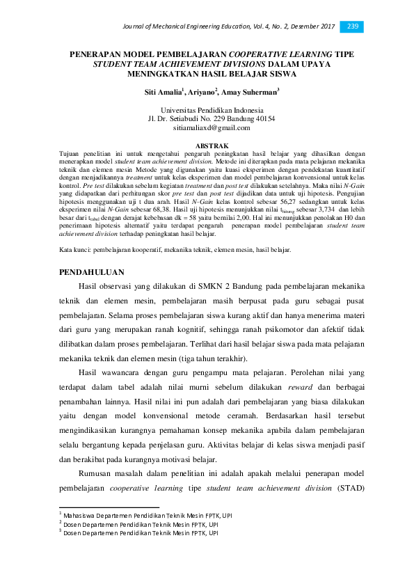 (PDF) Penerapan Model Pembelajaran Cooperative Learning Tipe Student Team Achievement Divisions ...
