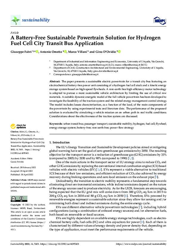 (PDF) A Battery-Free Sustainable Powertrain Solution for Hydrogen Fuel ...