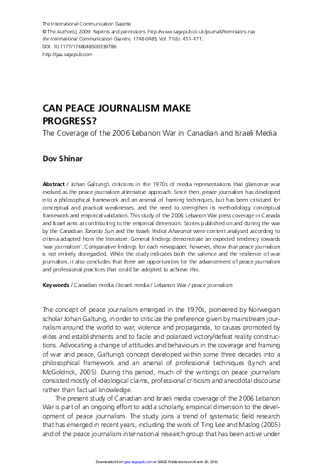 (PDF) Can Peace Journalism Make Progress?