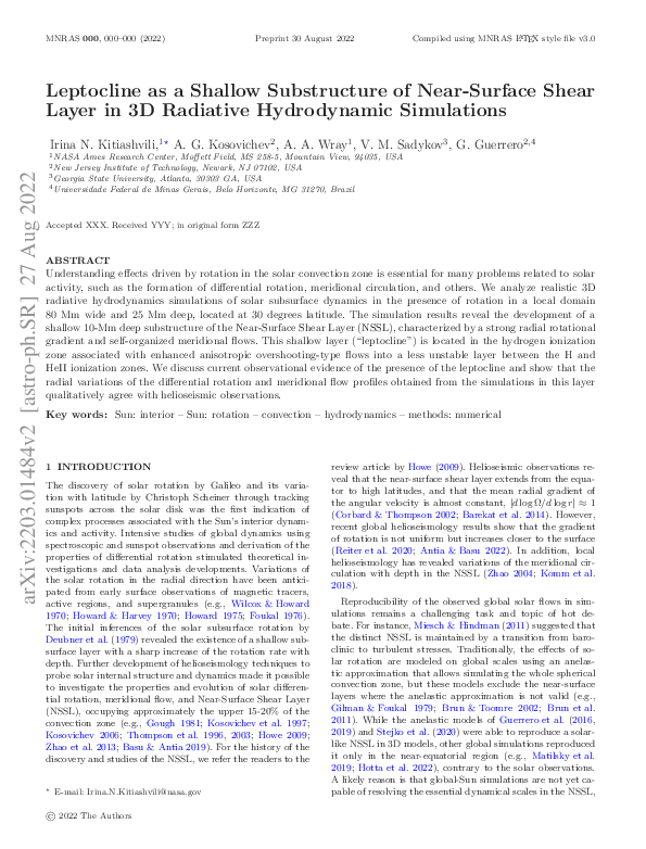 (PDF) Modeling the Near-Surface Shear Layer in the Sun