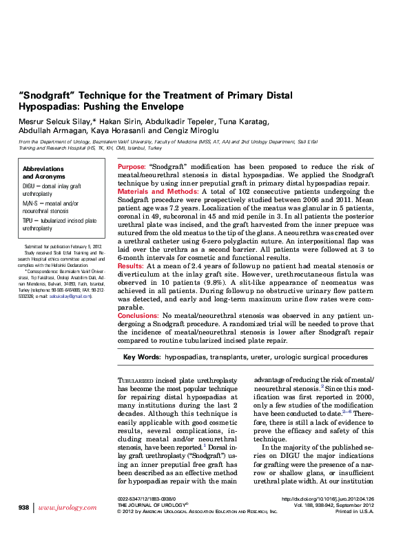(PDF) “Snodgraft” Technique for the Treatment of Primary Distal ...