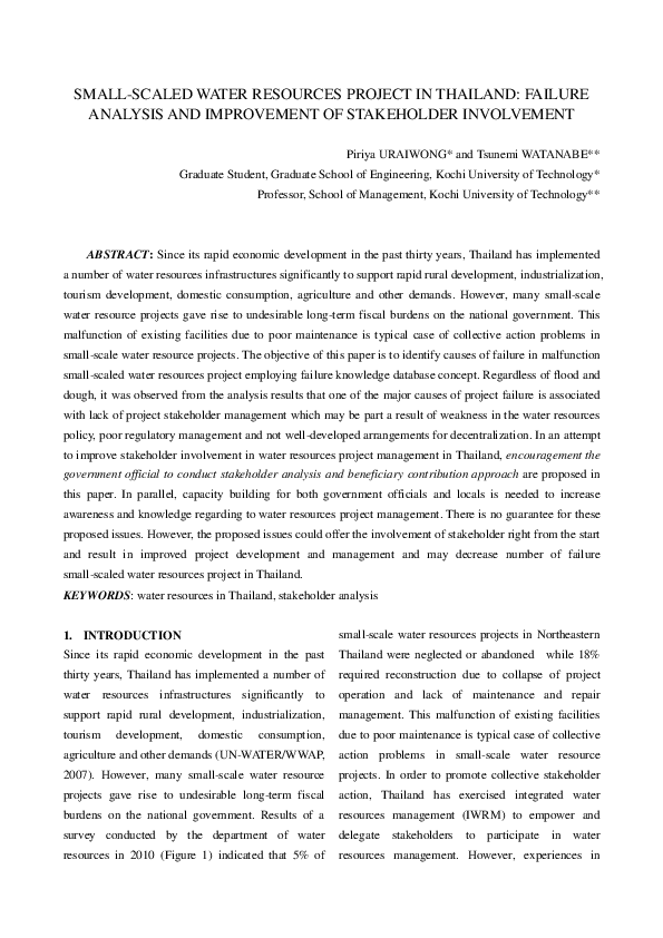 (PDF) Small-Scaled Water Resources Project in Thailand: Failure ...