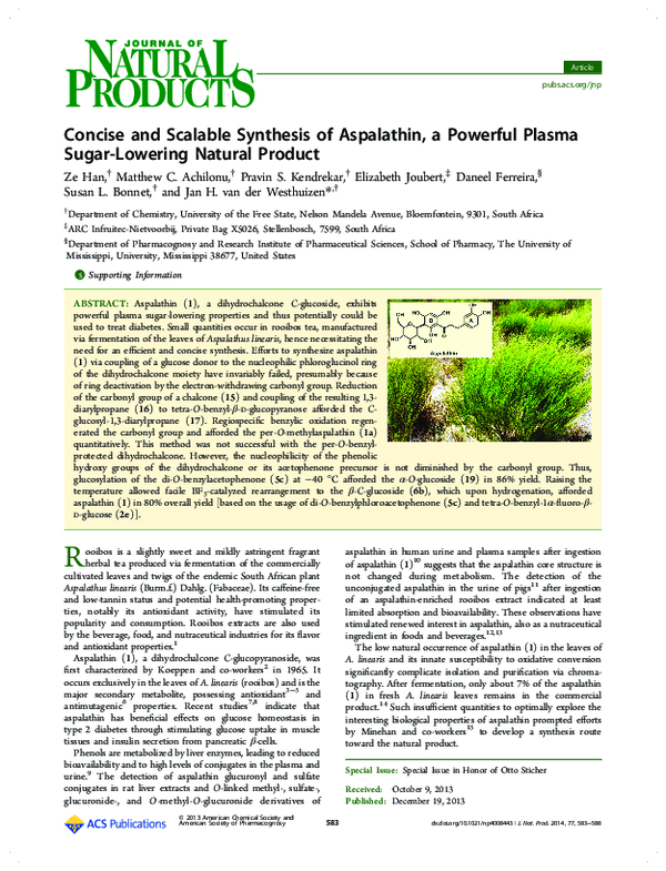 (PDF) Concise and Scalable Synthesis of Aspalathin, a Powerful Plasma ...