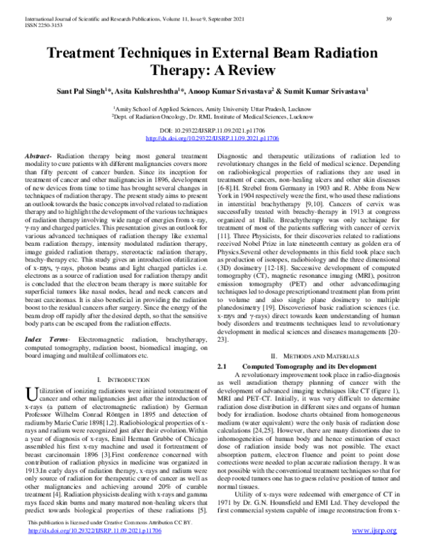 (PDF) Treatment Techniques in External Beam Radiation Therapy: A Review
