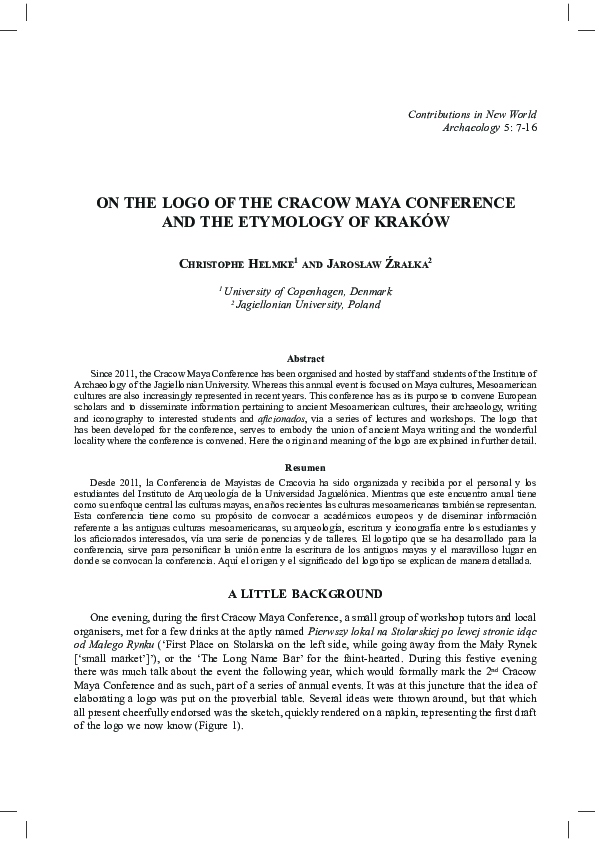 (PDF) On the logo of the Cracow Maya Conference and the etymology of Kraków