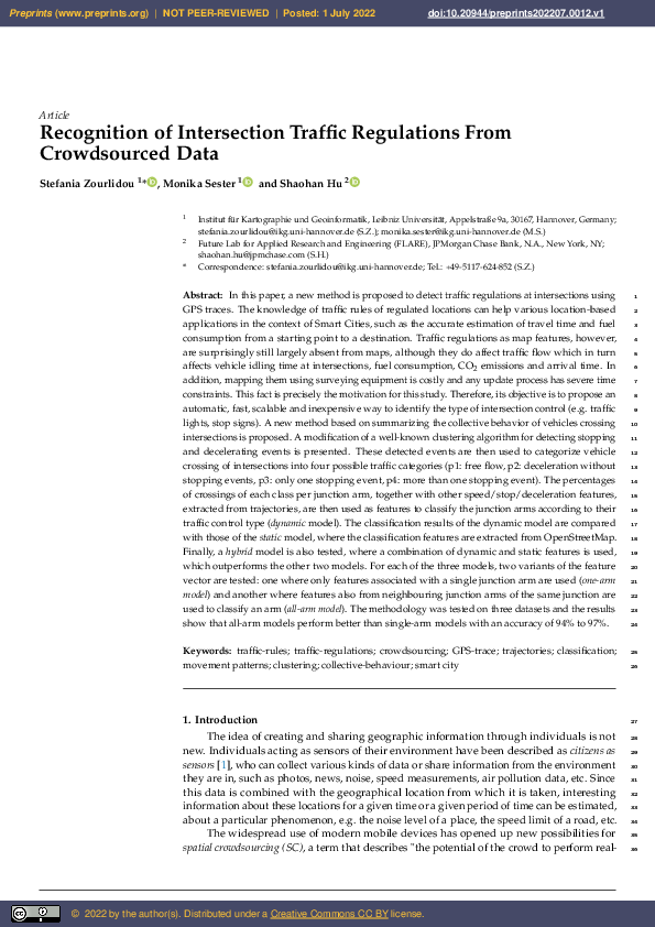 (PDF) Recognition of Intersection Traffic Regulations From Crowdsourced ...