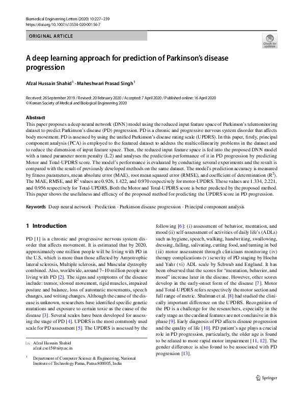 (PDF) A deep learning approach for prediction of Parkinson’s disease ...