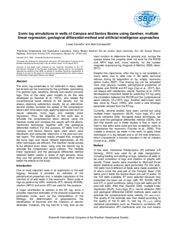 (PDF) Sonic log simulations in wells of Campos and Santos Basins using Gardner, multiple linear ...
