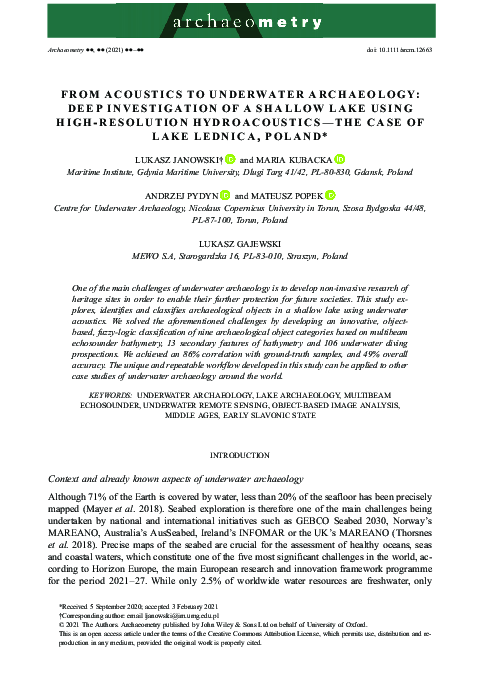 (PDF) From acoustics to underwater archaeology: Deep investigation of a ...