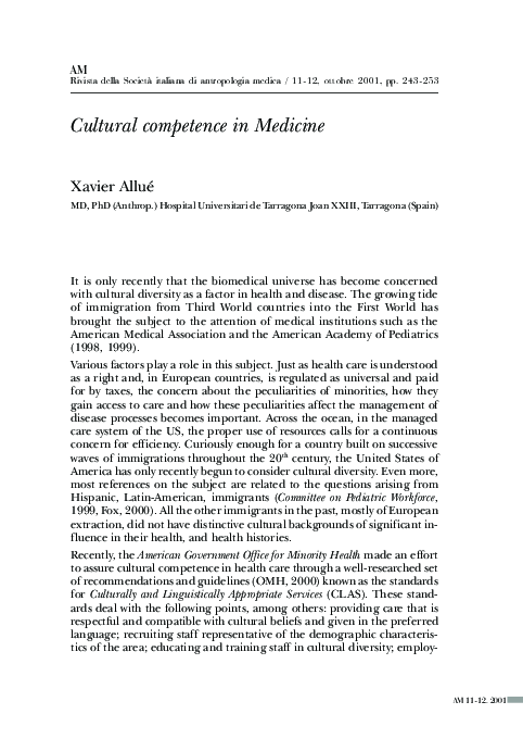 (PDF) Cultural competence in Medicine