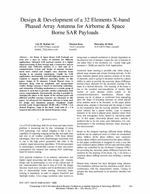 Pdf 32 Element X Band Phased Array Antenna Design 