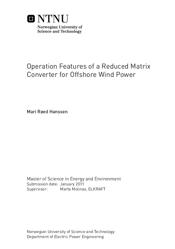 (PDF) Operation features of a reduced matrix converter for offshore ...