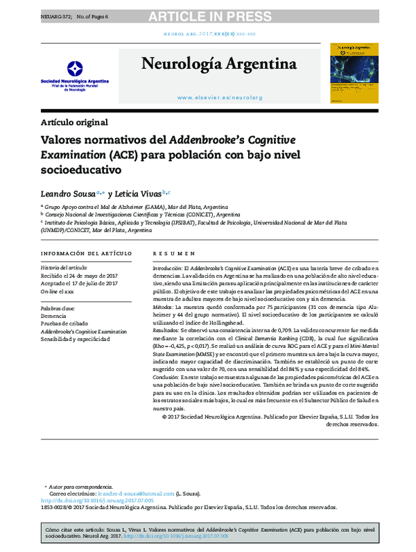(PDF) Valores normativos del Addenbrooke's Cognitive Examination (ACE ...