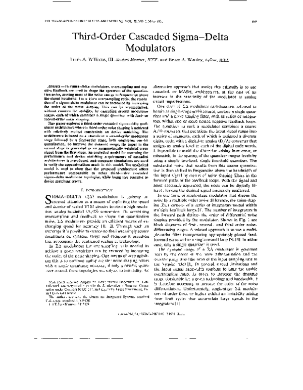 (PDF) Third-order cascaded sigma-delta modulators