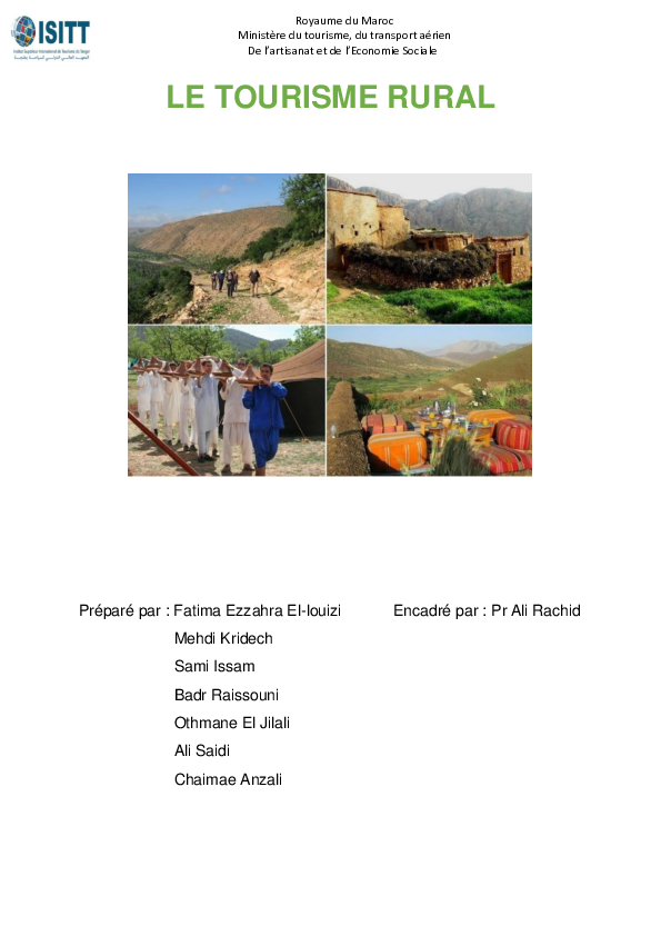(PDF) LE TOURISME RURAL
