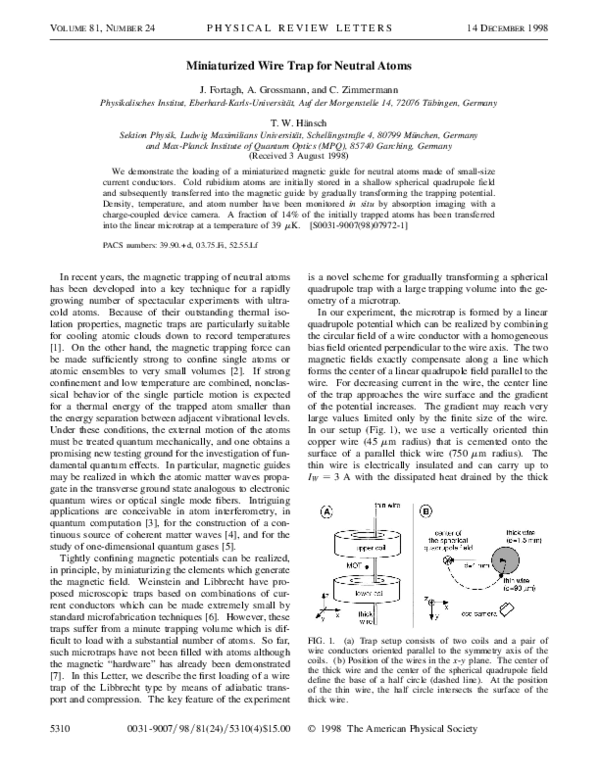 (PDF) Miniaturized Wire Trap for Neutral Atoms