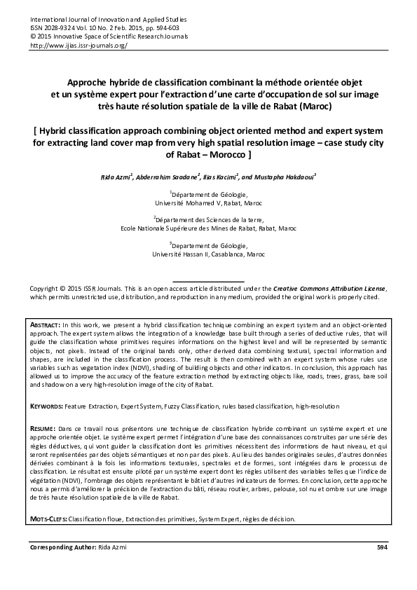 Pdf Hybrid Classification Approach Combining Object Oriented Method And Expert System For